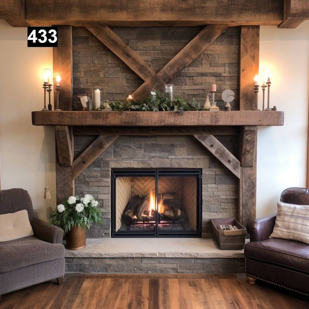 Regal Looking Reclaimed Wood Beam Fireplace Mantel With Legs #433 - Etsy