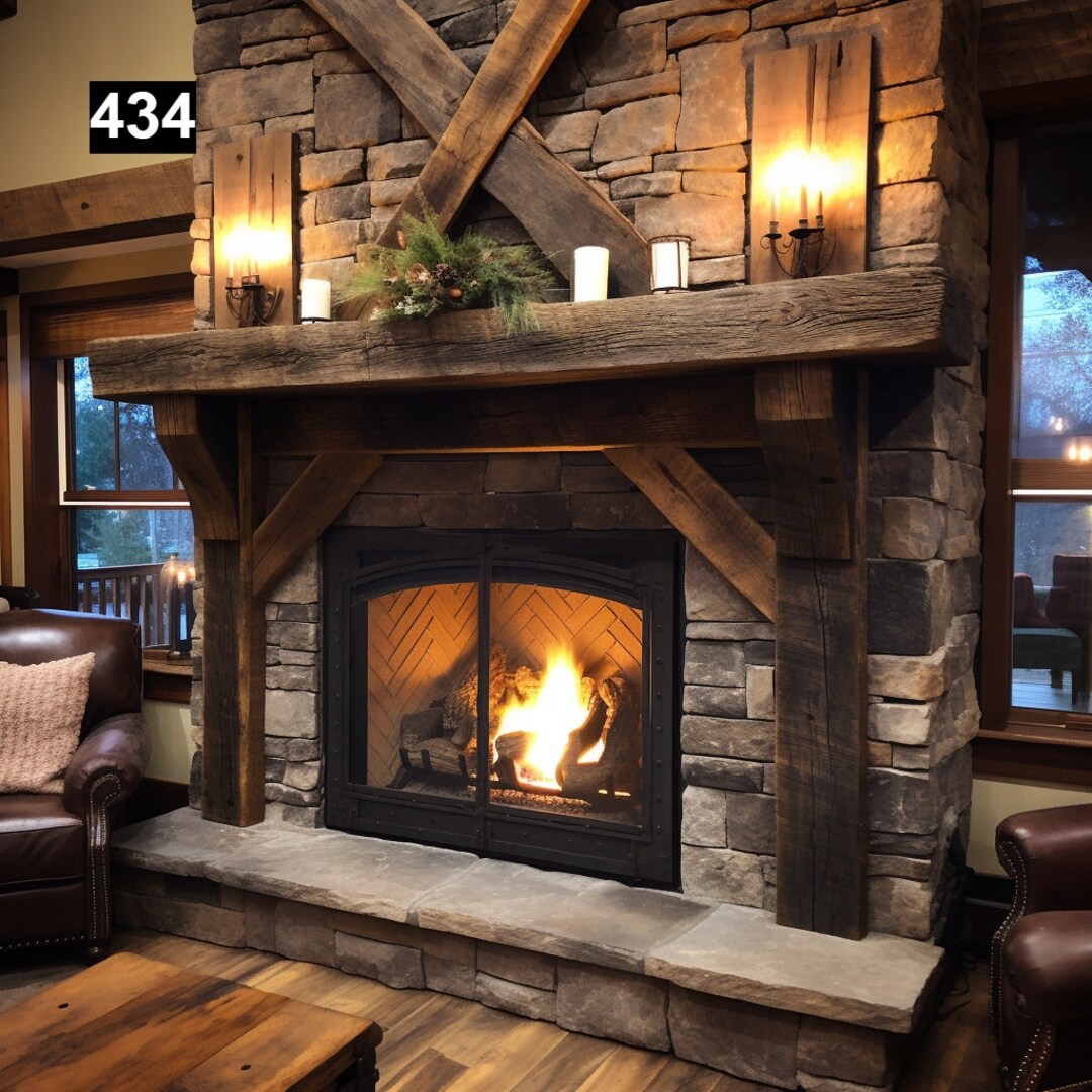 Regal Looking Reclaimed Wood Beam Fireplace Mantel With Legs #434 - Etsy