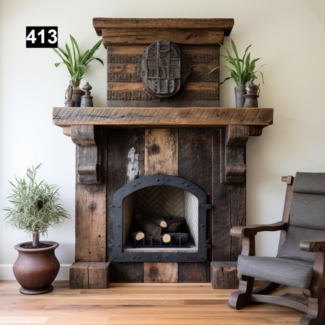Regal Looking Reclaimed Wood Beam Fireplace Mantel With Legs #413 - Etsy