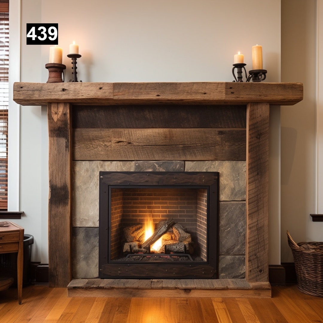 Regal Looking Reclaimed Wood Beam Fireplace Mantel With Legs #439 - Etsy