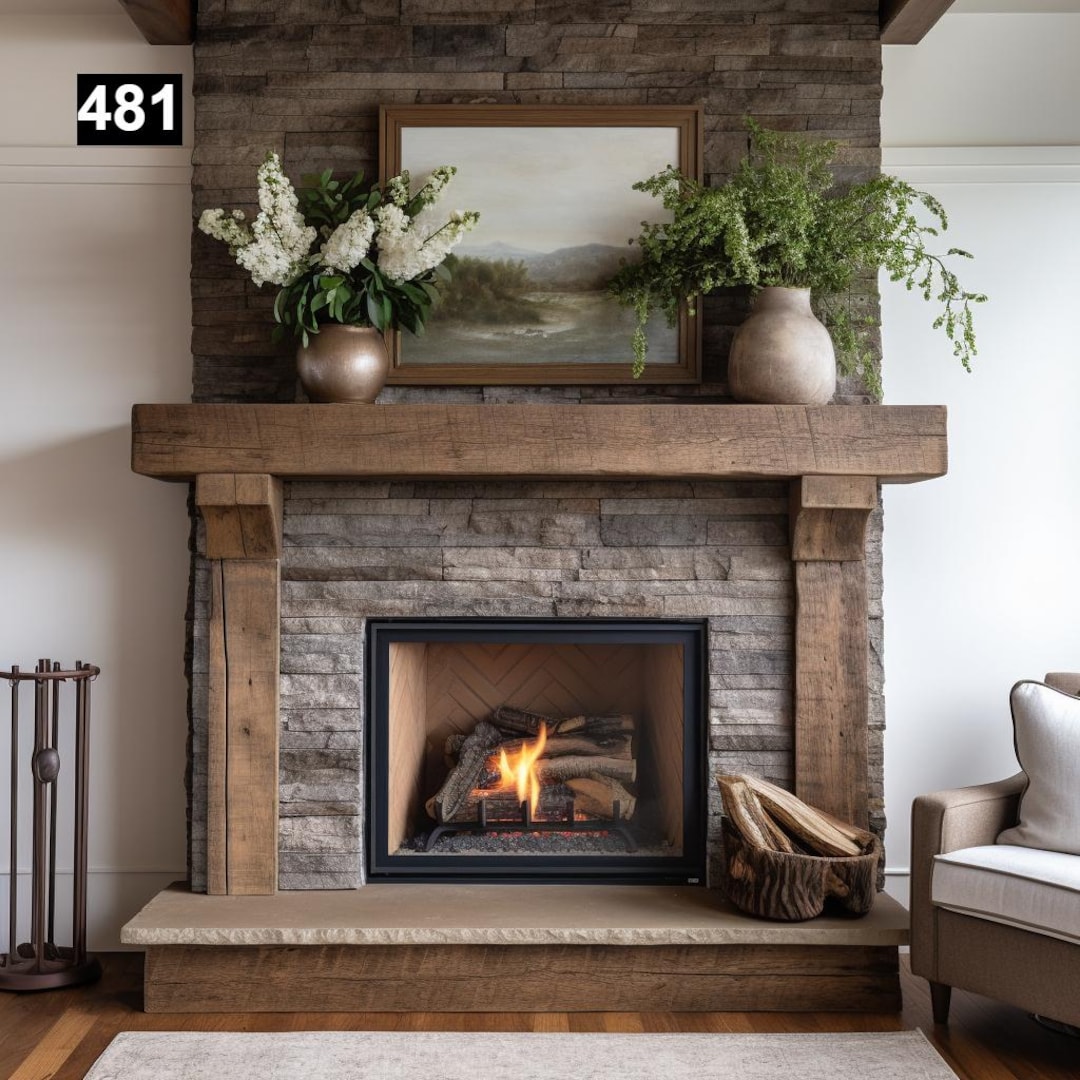 Regal Looking Reclaimed Wood Beam Fireplace Mantel With Legs #481 - Etsy