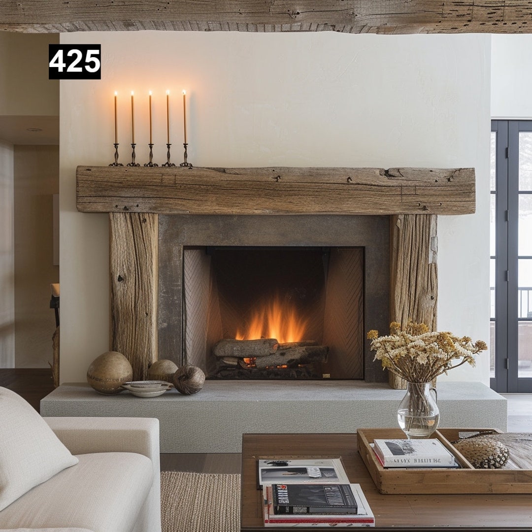 Regal Looking Reclaimed Wood Beam Fireplace Mantel With Legs #425 - Etsy