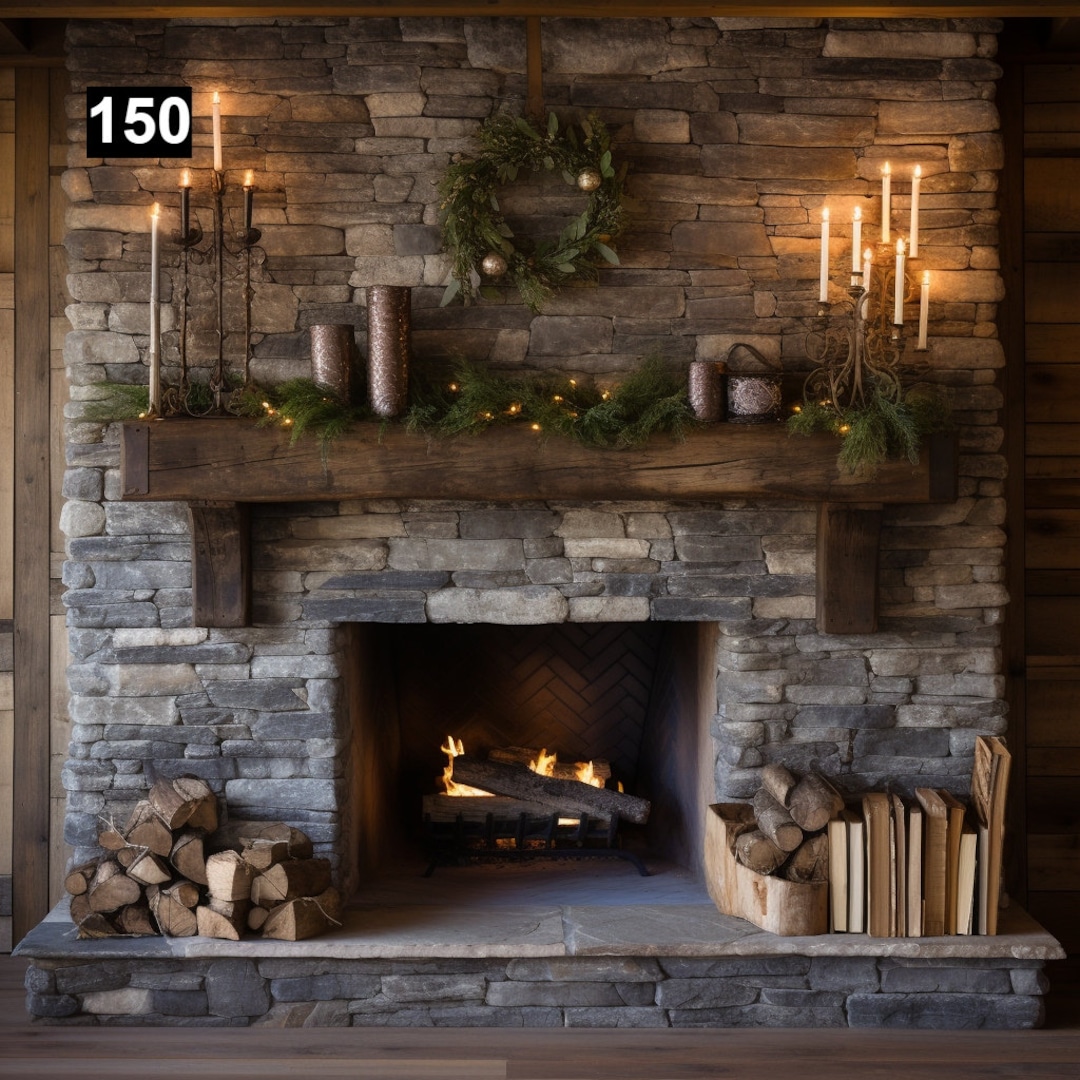 Gorgeous Reclaimed Wood Beam Fireplace Mantel With Wooden Corbels #150 ...
