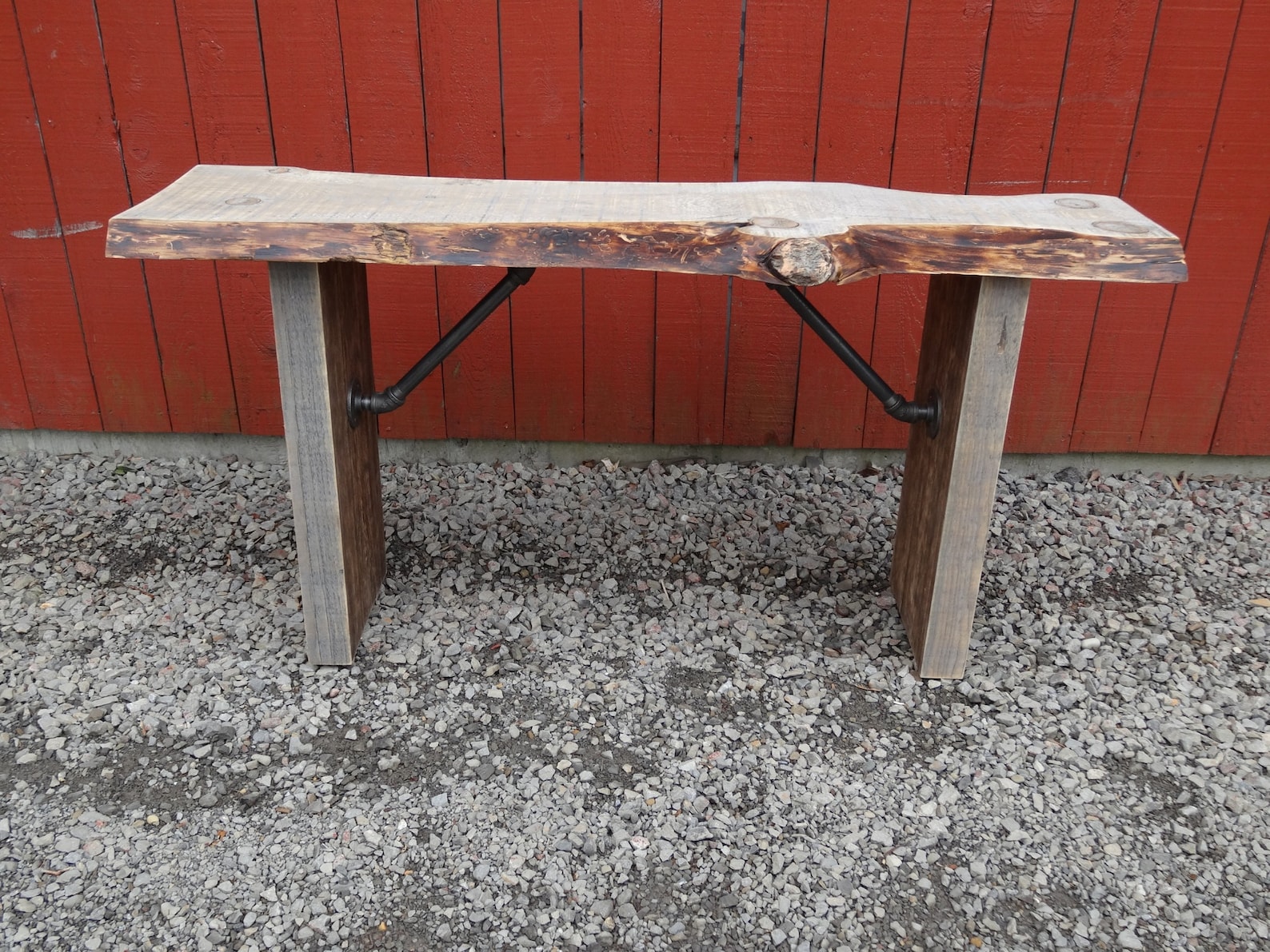 Rustic Console With Pipes and Live Edge - Etsy