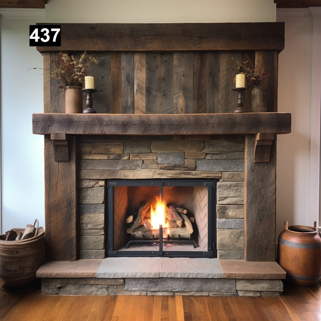 Regal Looking Reclaimed Wood Beam Fireplace Mantel With Legs #437 - Etsy