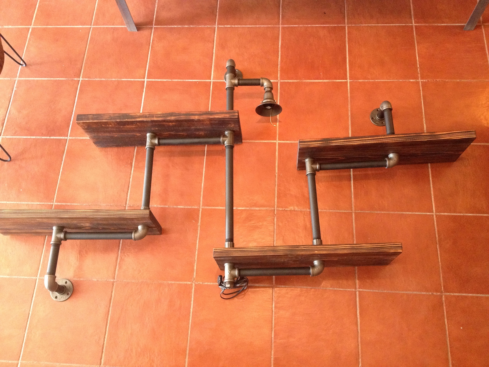 Rustic Industrial Wood and Pipe Wall Shelf - Etsy