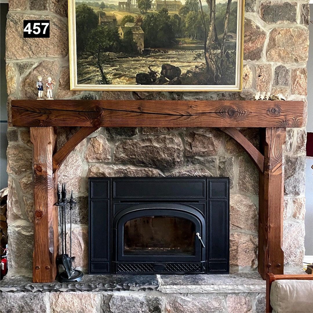Regal Looking Reclaimed Wood Beam Fireplace Mantel With Legs #457 - Etsy