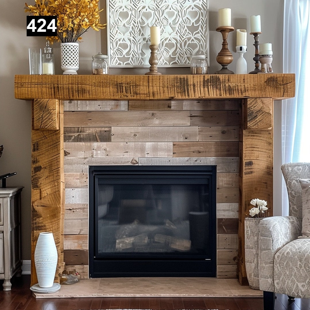 Regal Looking Reclaimed Wood Beam Fireplace Mantel With Legs #424 - Etsy