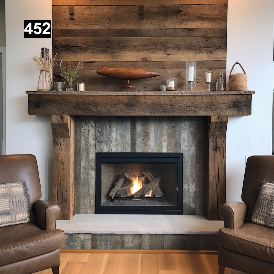 Regal Looking Reclaimed Wood Beam Fireplace Mantel With Legs #452 - Etsy