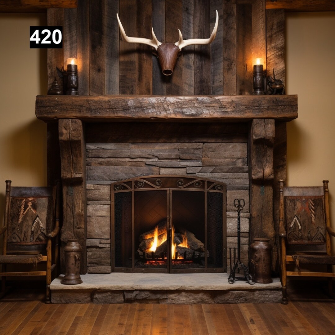Regal Looking Reclaimed Wood Beam Fireplace Mantel With Legs #420 - Etsy