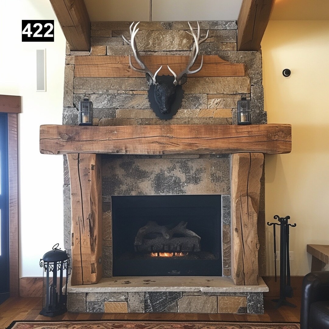 Regal Looking Reclaimed Wood Beam Fireplace Mantel With Legs #422 - Etsy