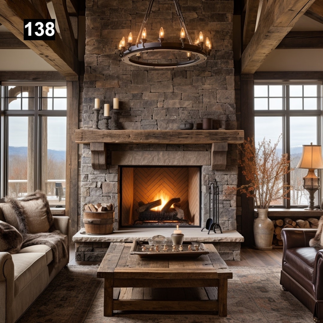 Gorgeous Reclaimed Wood Beam Fireplace Mantel With Wooden Corbels #138 ...
