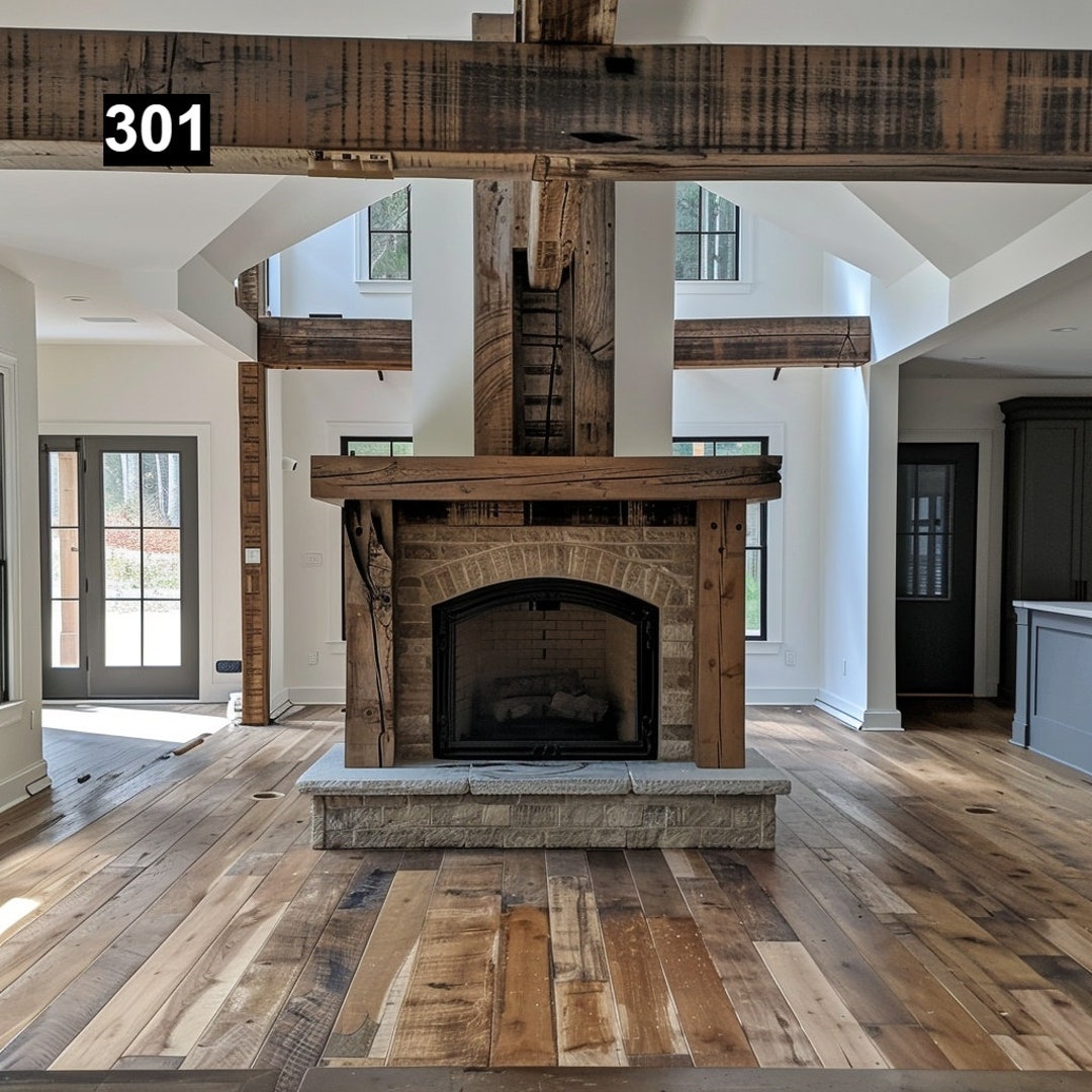 Cozy Looking Reclaimed Wood Beam Wrap-around Fireplace Mantel #301 - Etsy