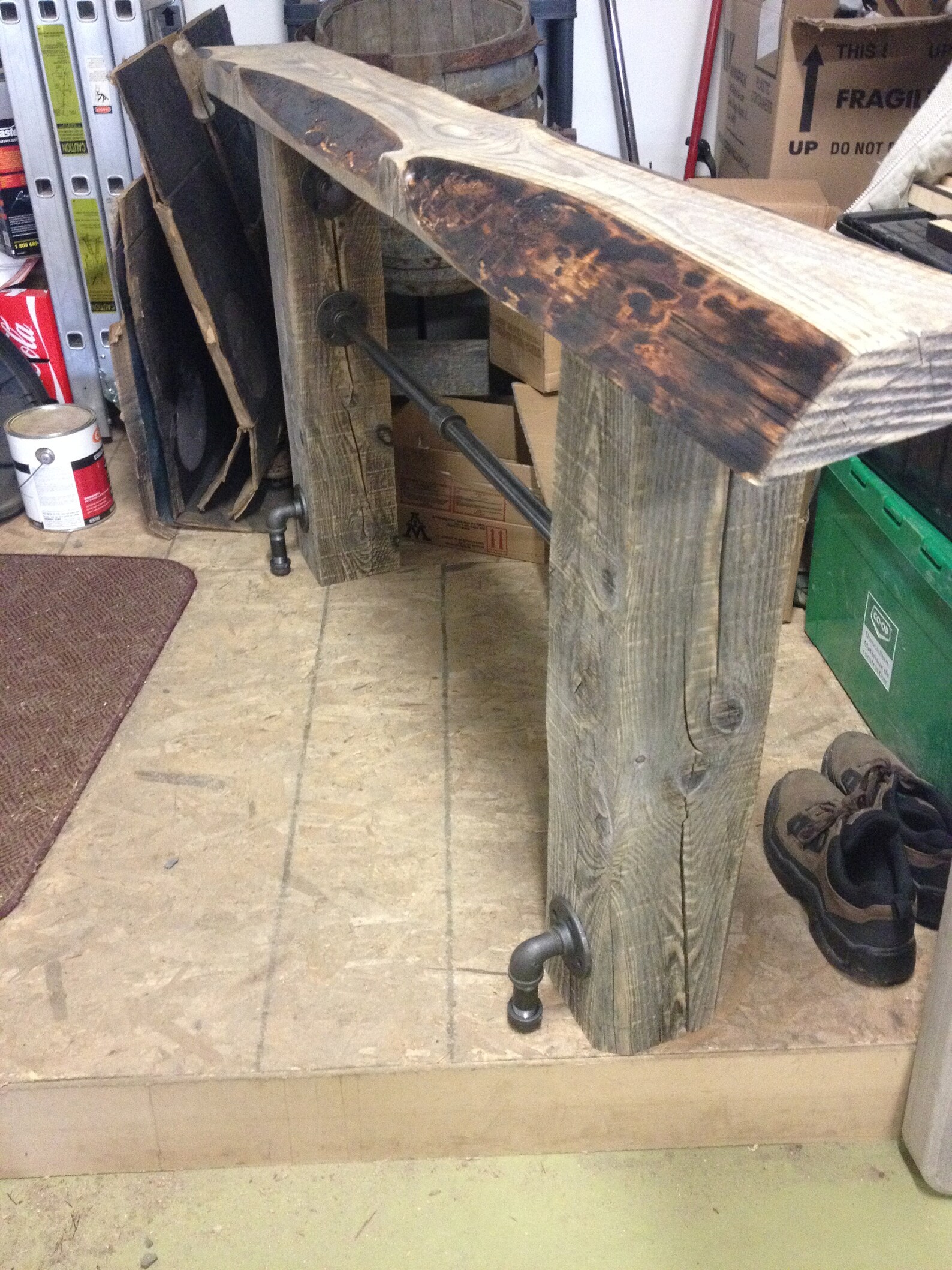 Rustic Console With Pipes and Live Edge - Etsy