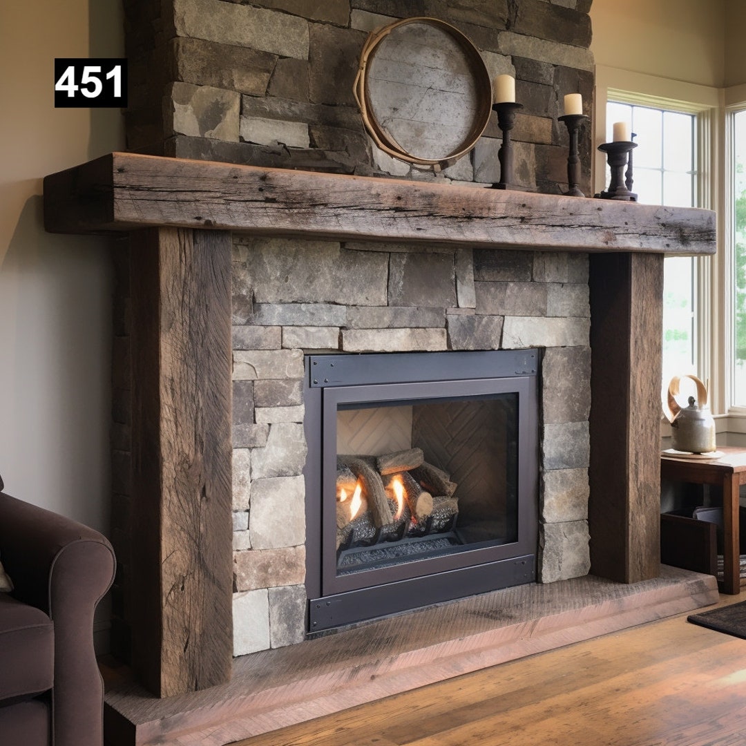 Regal Looking Reclaimed Wood Beam Fireplace Mantel With Legs #451 - Etsy