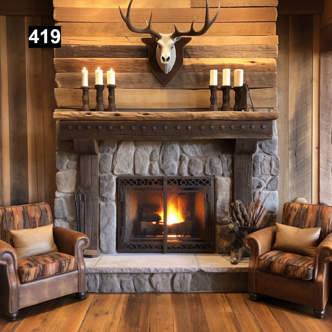 Regal Looking Reclaimed Wood Beam Fireplace Mantel With Legs #419 - Etsy