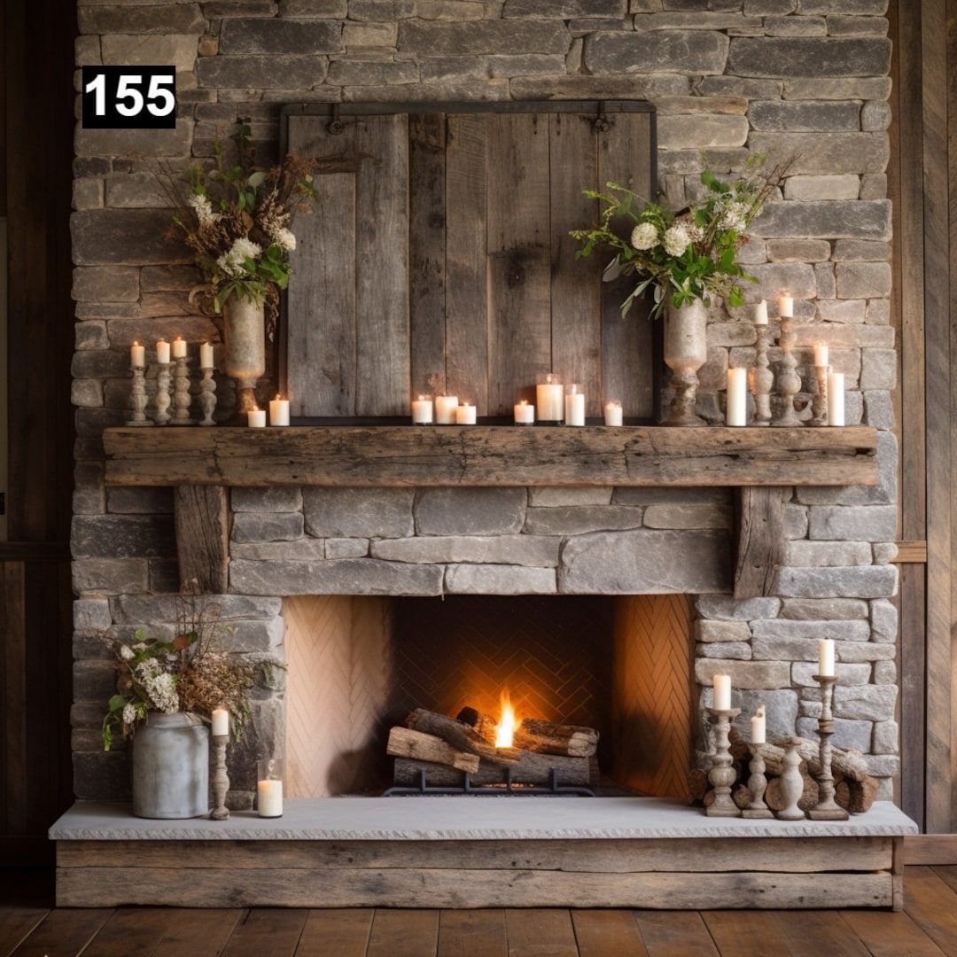 Gorgeous Reclaimed Wood Beam Fireplace Mantel With Wooden Corbels #155 ...