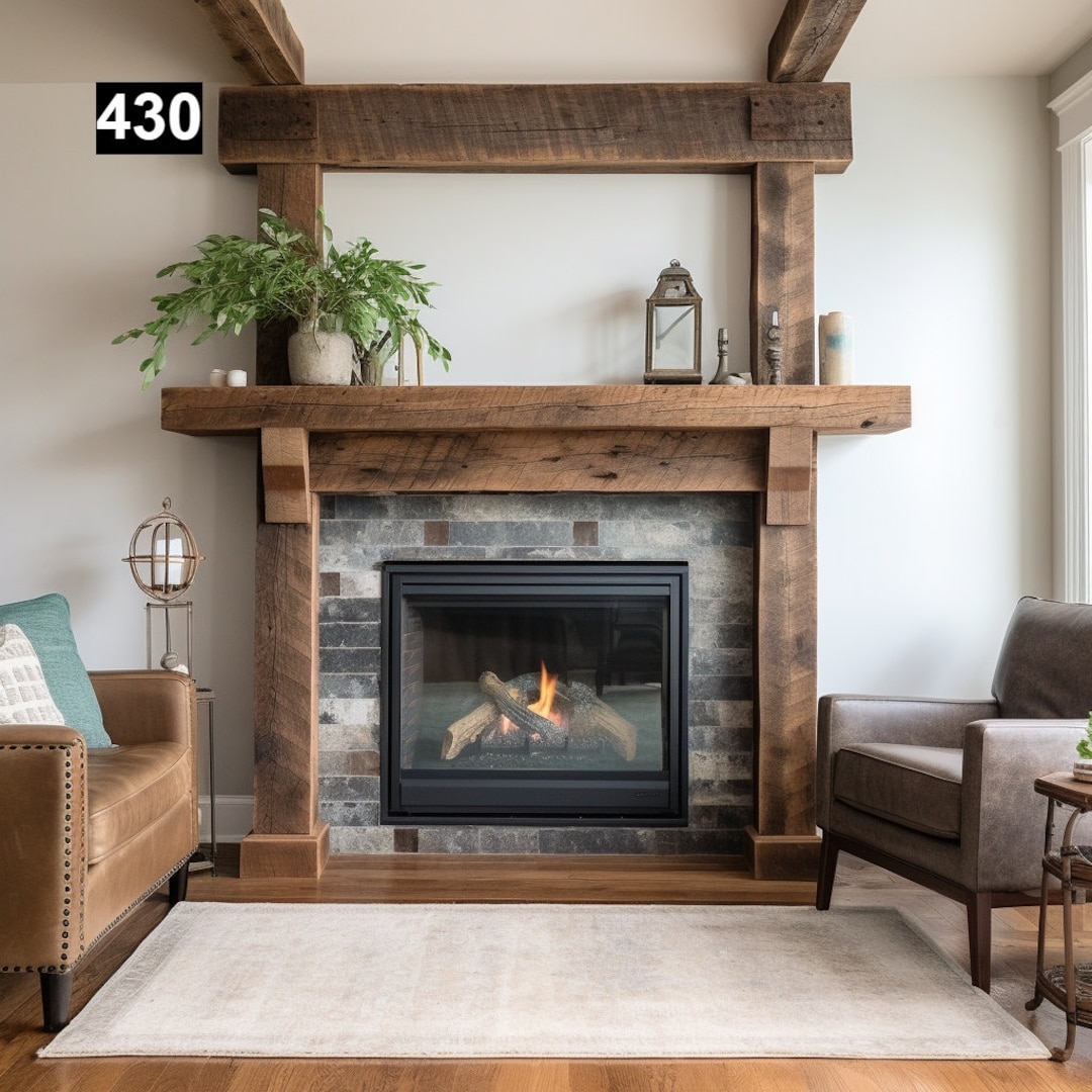 Regal Looking Reclaimed Wood Beam Fireplace Mantel With Legs #430 - Etsy