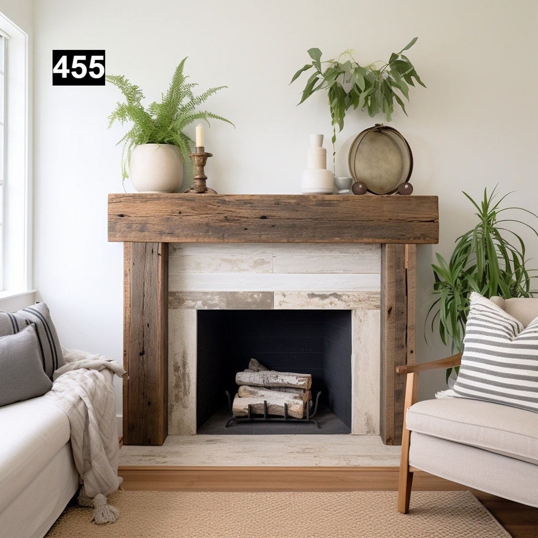 Regal Looking Reclaimed Wood Beam Fireplace Mantel With Legs #455 - Etsy