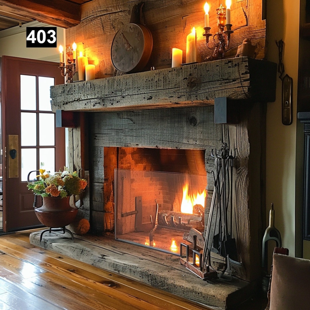 Regal Looking Reclaimed Wood Beam Fireplace Mantel With Legs #403 - Etsy
