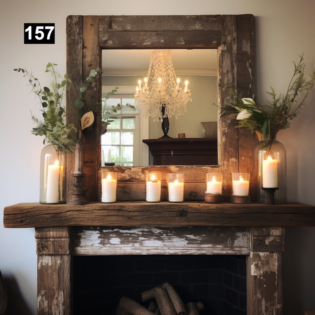 Gorgeous Reclaimed Wood Beam Fireplace Mantel With Wooden Corbels #157 ...