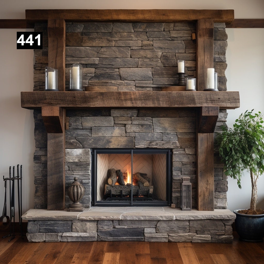 Regal Looking Reclaimed Wood Beam Fireplace Mantel With Legs #441 - Etsy
