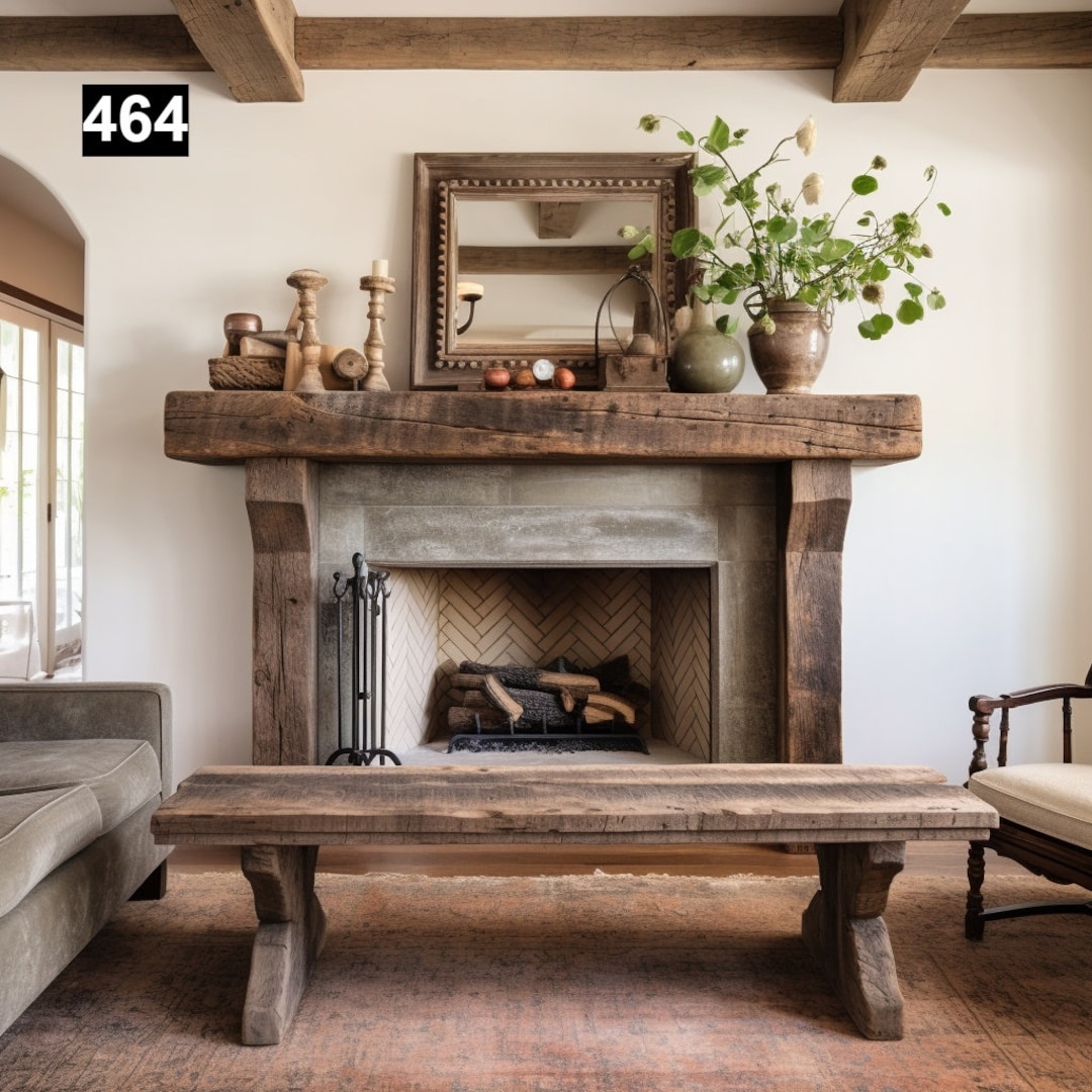 Regal Looking Reclaimed Wood Beam Fireplace Mantel With Legs #464 - Etsy