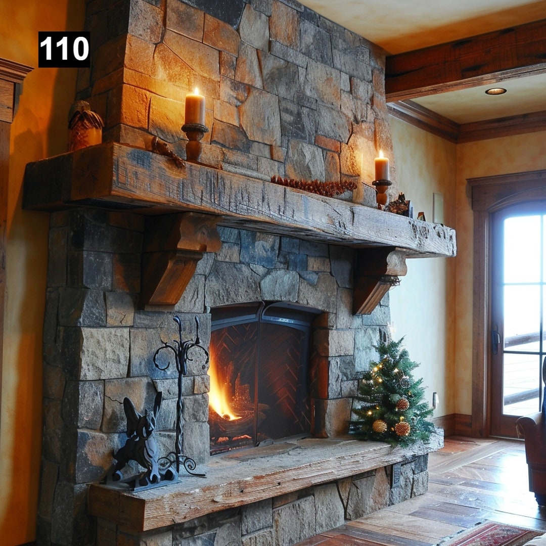 Gorgeous Reclaimed Wood Beam Fireplace Mantel With Wooden Corbels #110 - Etsy
