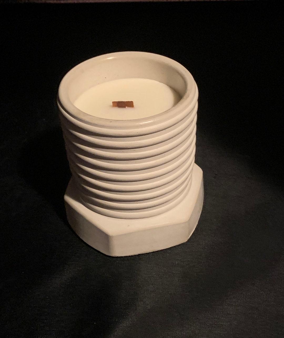 Concrete Wooden Wick Candle With Lid/ Wooden Wick Screw Candle/ Soybean ...