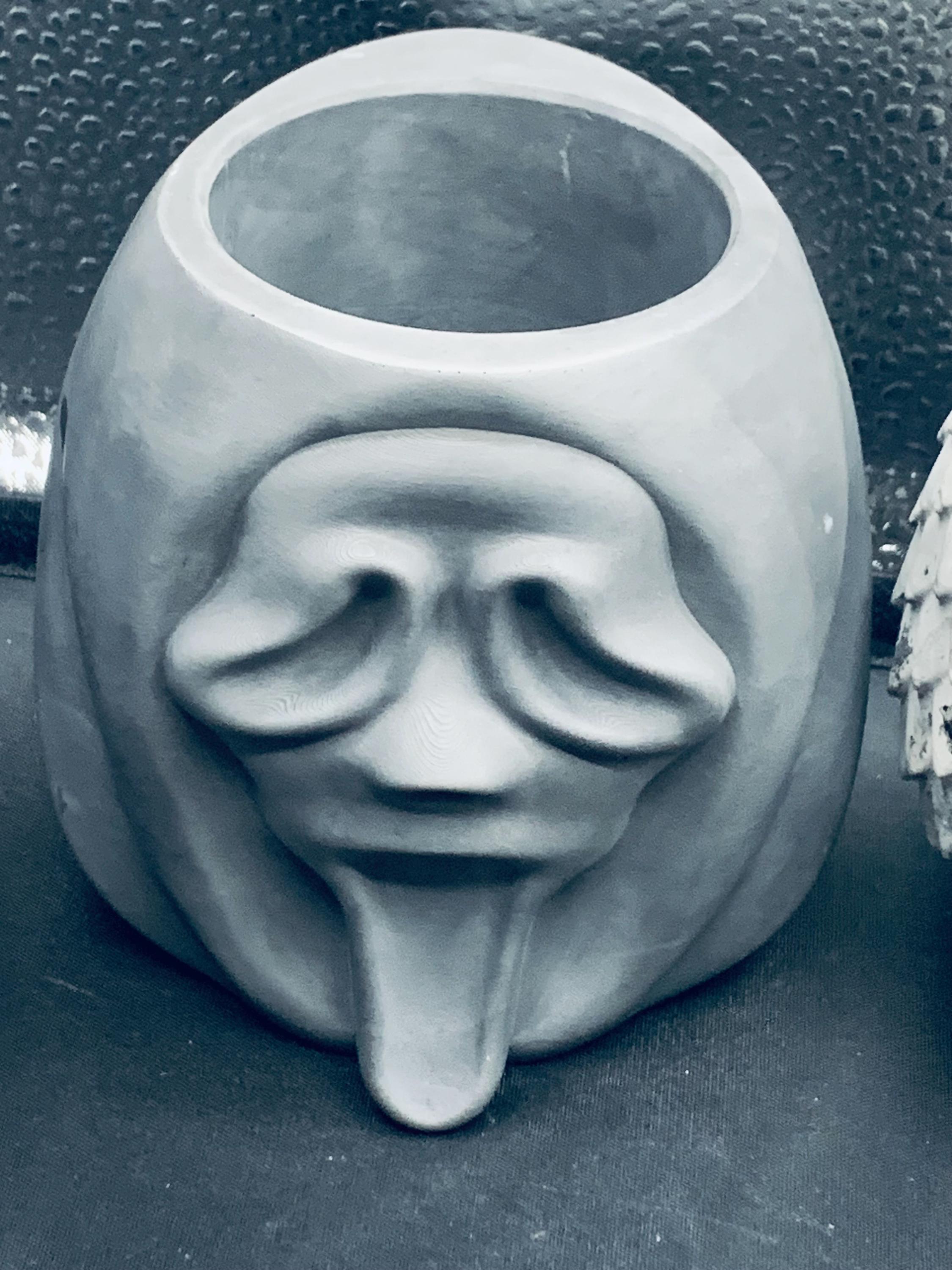 Large Scary Face Pen Holder / Scary Face Vessel/ Concrete Goth Pot ...
