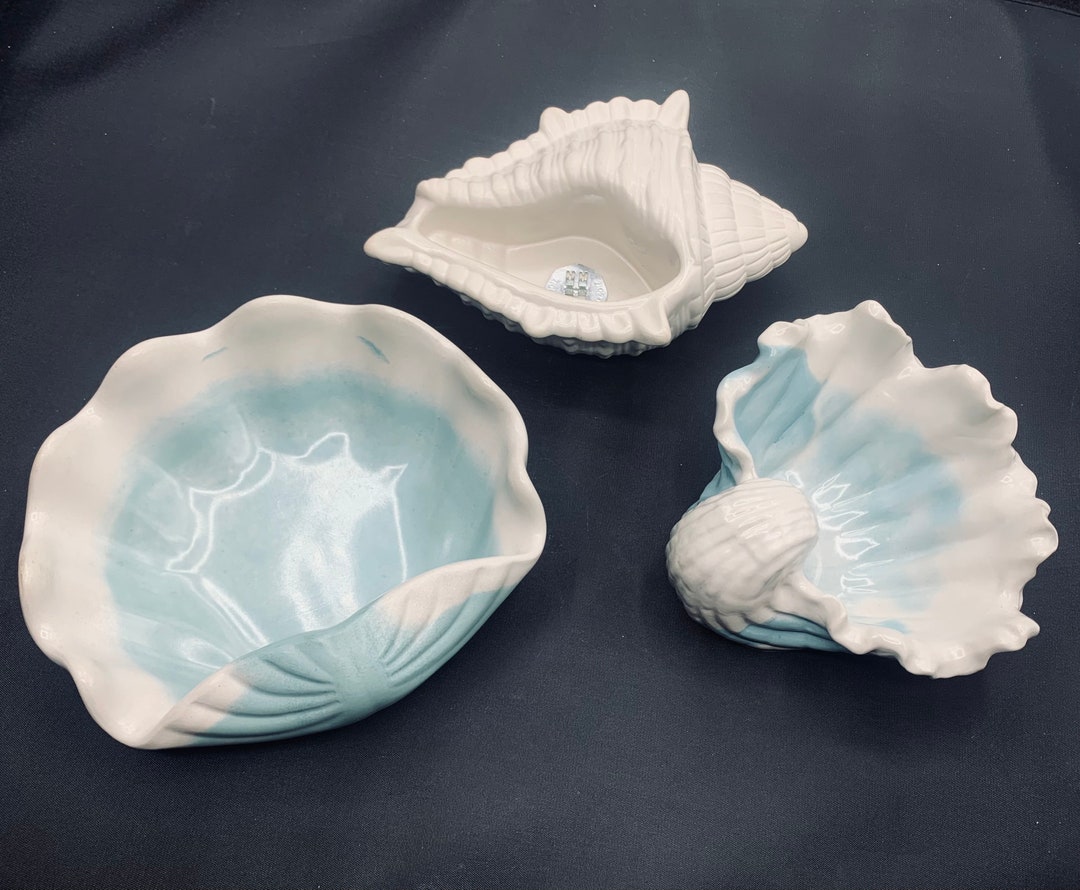 Stone Seashell Trays, Shell Shaped Dishes, Beach Theme, Concrete Vessel ...