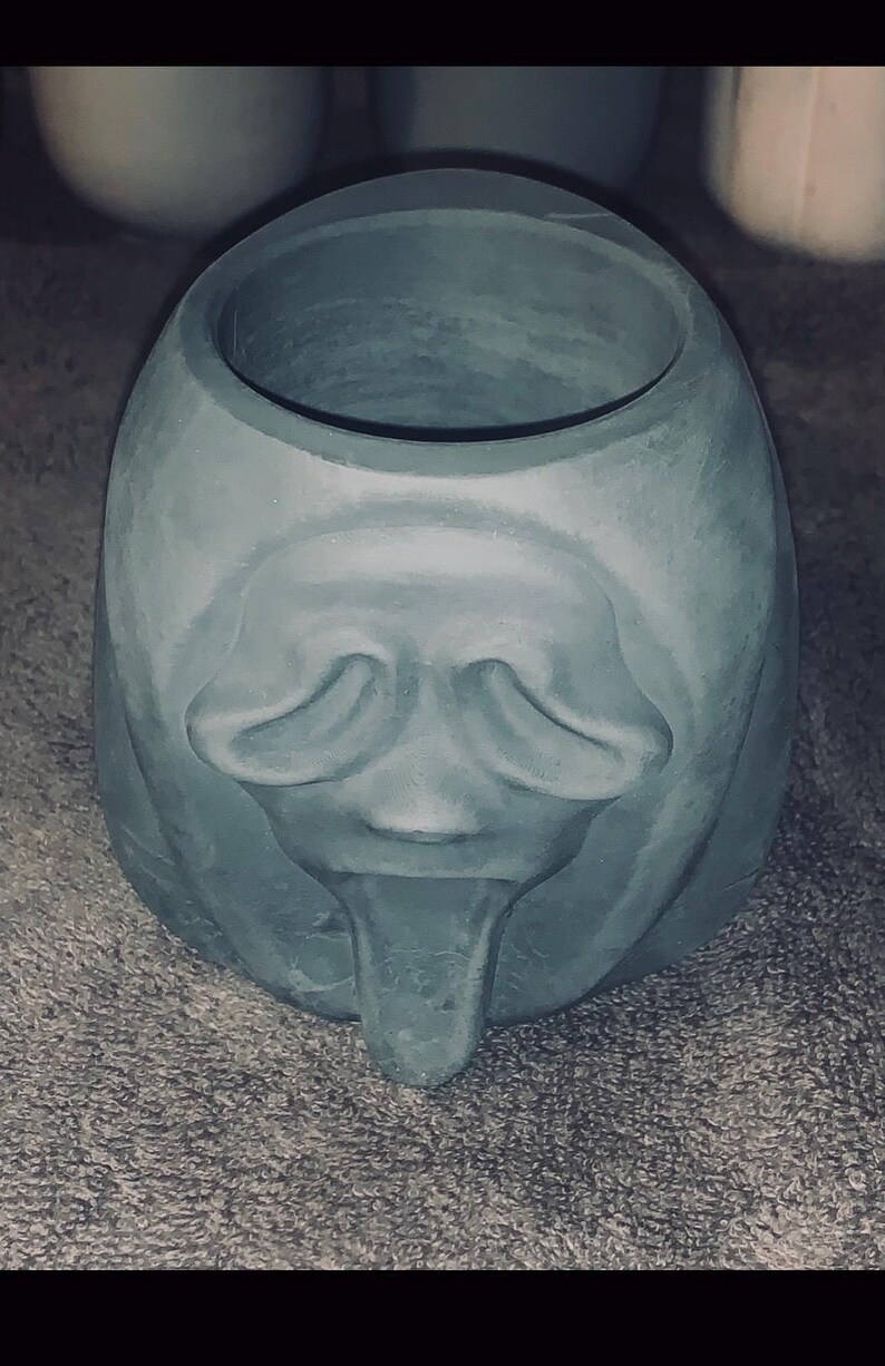 Large Scary Face Pen Holder / Scary Face Vessel/ Concrete Goth Pot ...