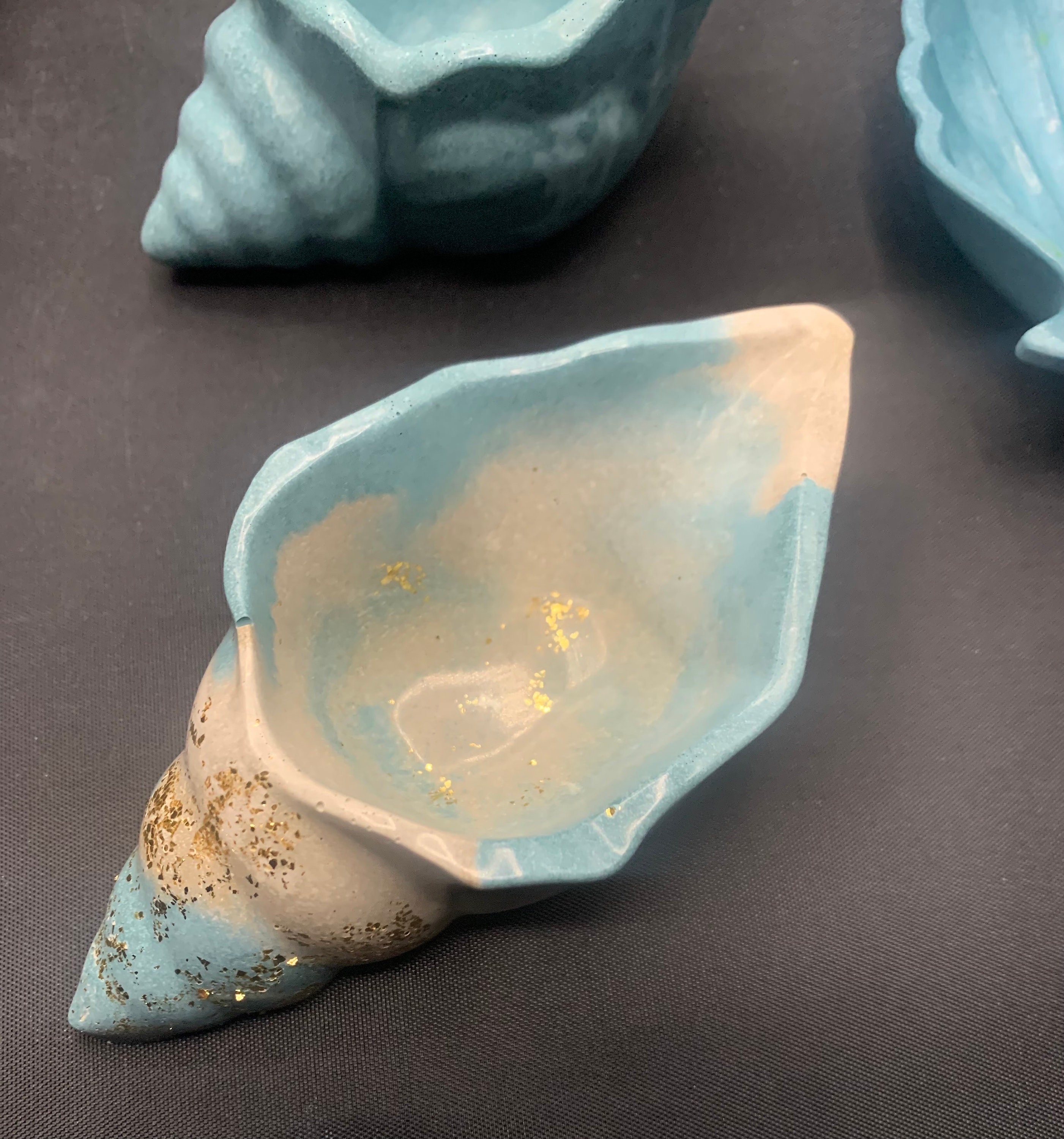 Cement Shell Tray, 3 Shell Shaped, Beach , Trinket Dish, Summer Decor ...