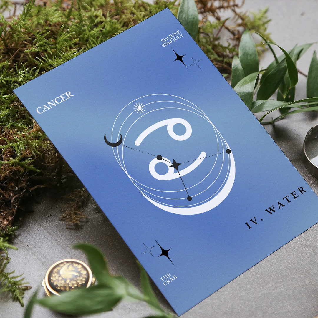 Cancer Digital Print, Water Sign Astrology Zodiac Star Sign Trendy ...