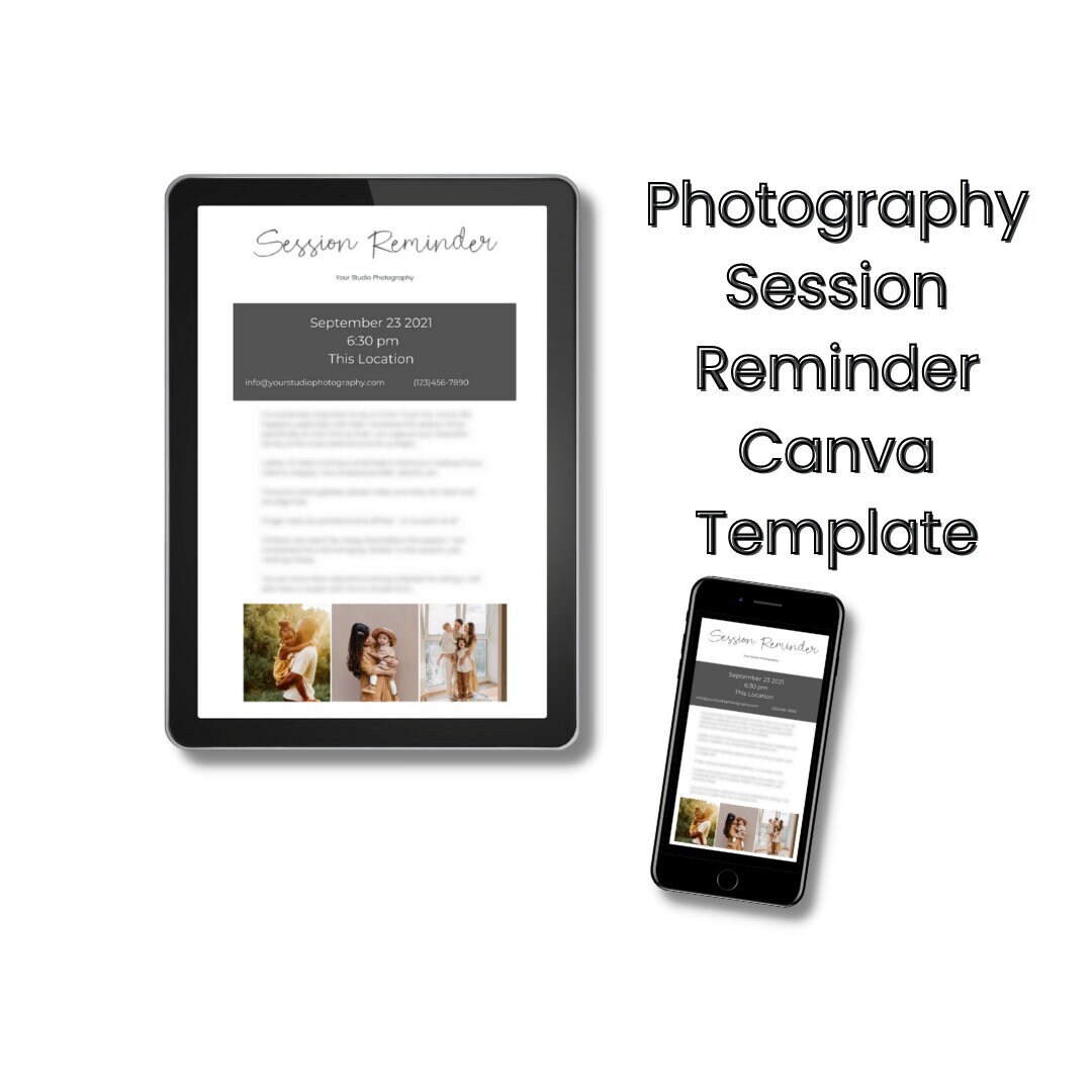 Session Reminder Email Newsletter Template for Photographers, Photoshop ...