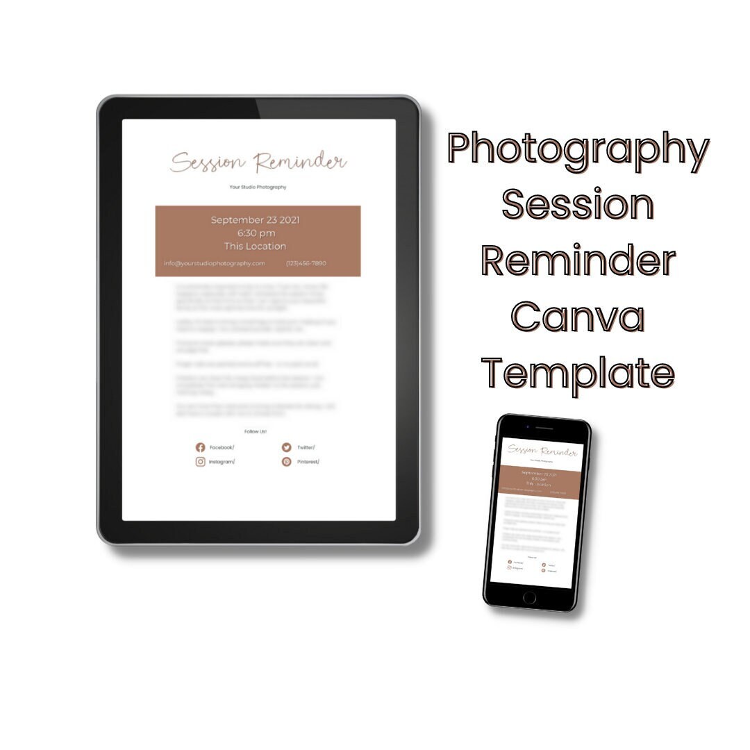 Session Reminder Email Newsletter Template for Photographers, Photoshop ...