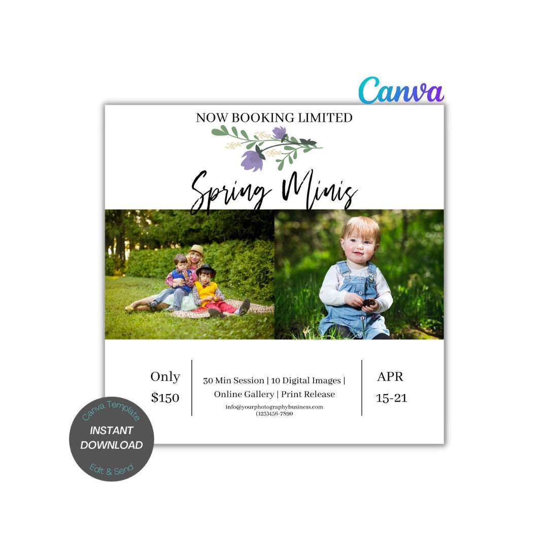 Spring Mini Session Marketing Template, Canva Marketing Templates ...
