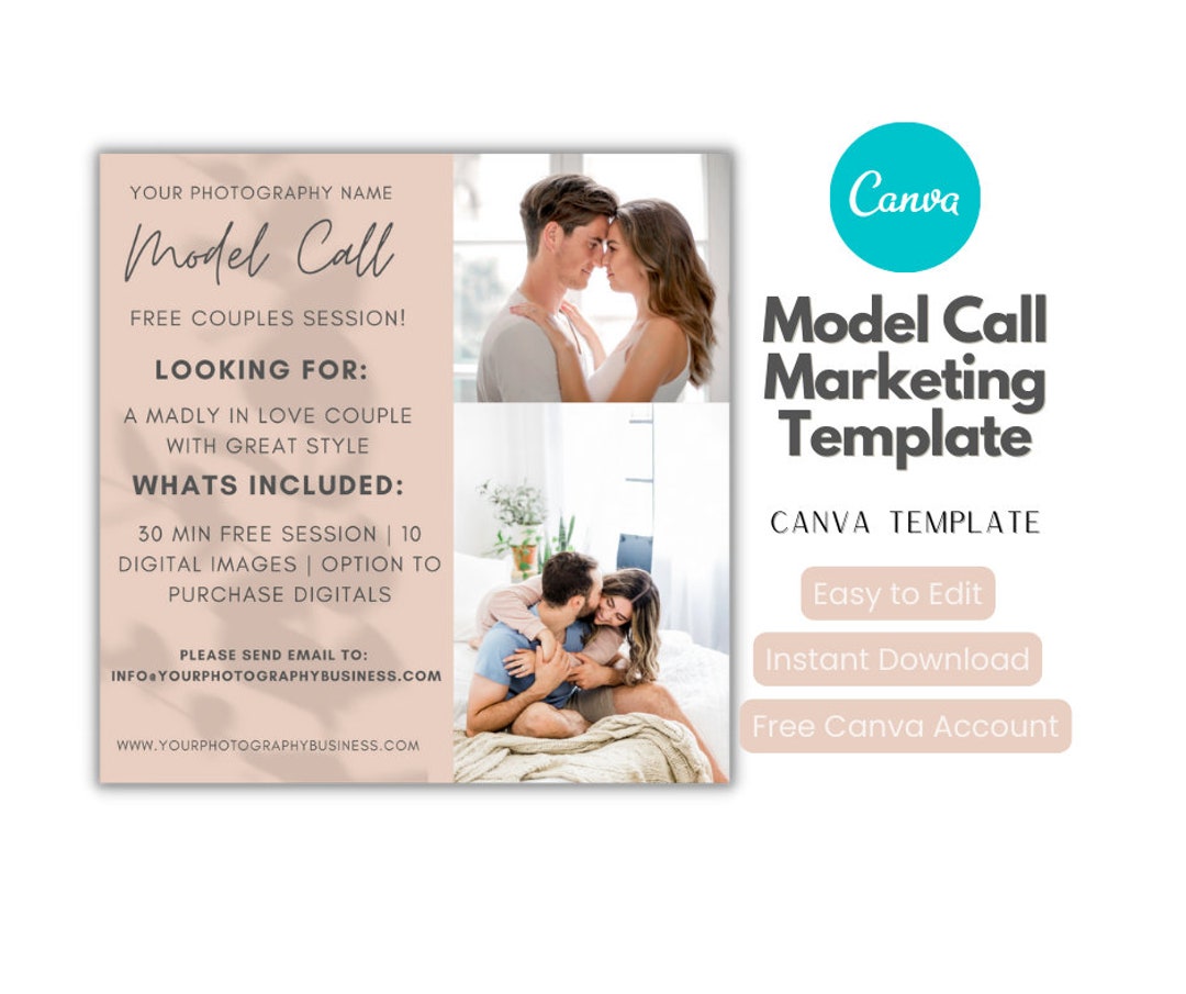 Model Call Marketing Template Canva Marketing Template - Etsy