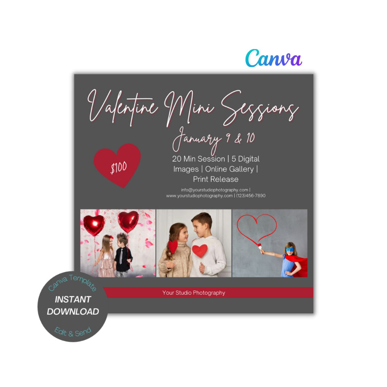 Valentine's Day Mini Session Marketing Template, Valentines Day ...