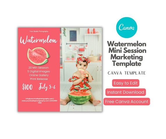 Watermelon Mini Session Template Watermelon Mini Sessions - Etsy