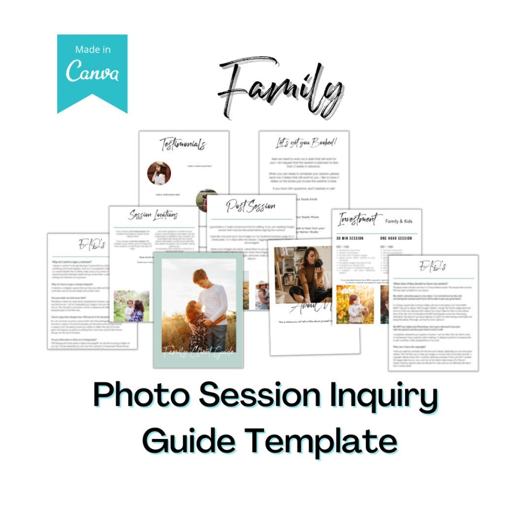 Family Photography Session Inquiry Canva Template, Photography Client ...