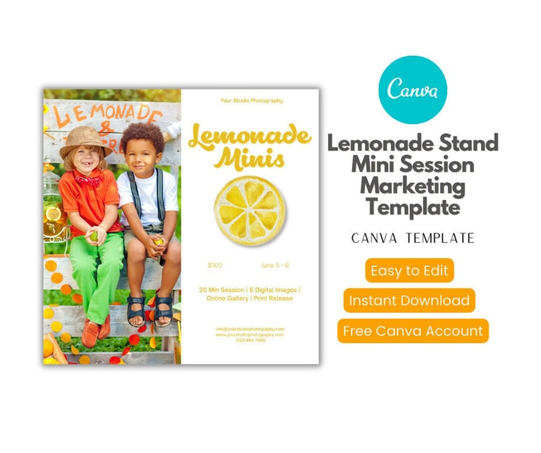 Lemonade Stand Mini Session Template, Summer Mini Sessions Marketing ...