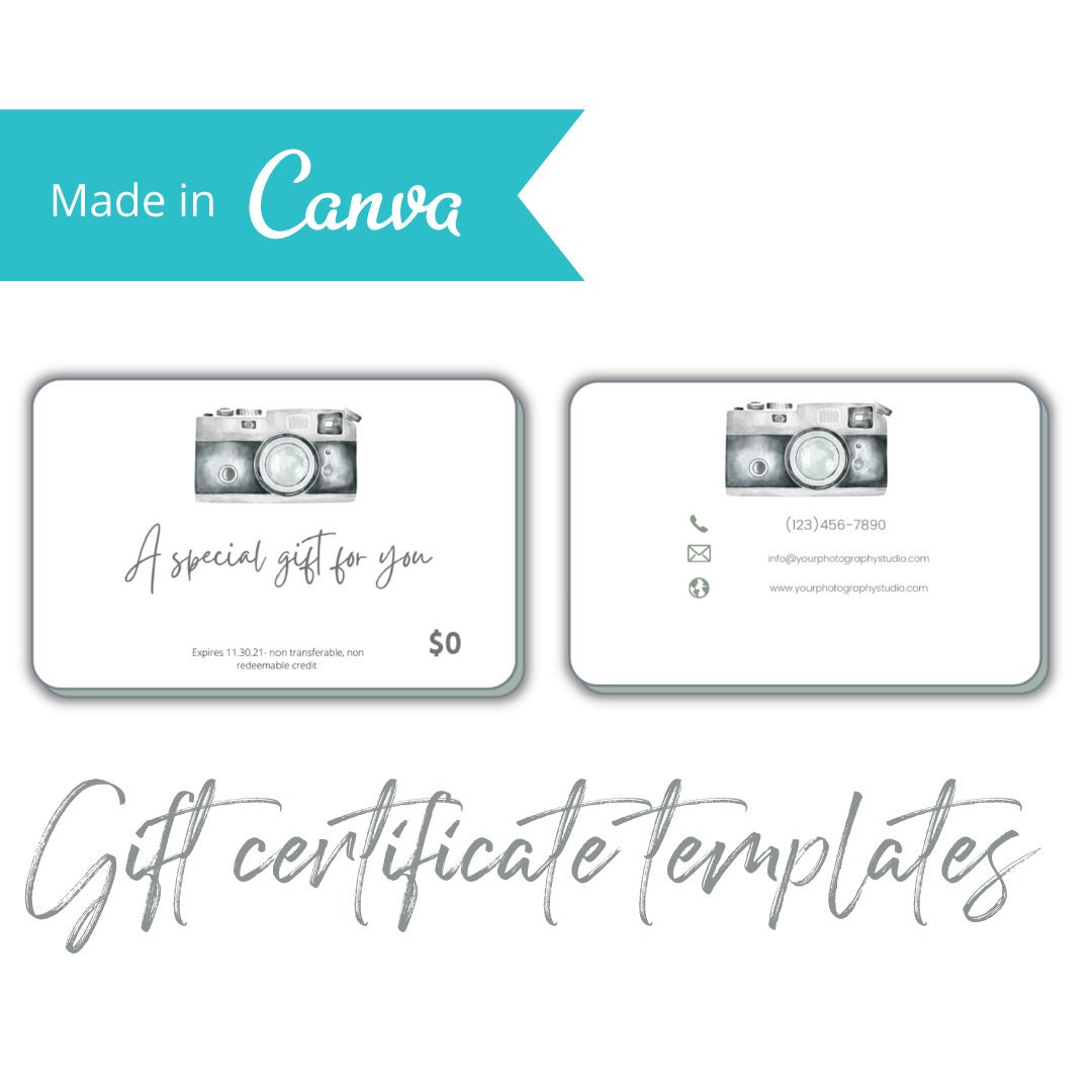 Digital Gift Card Template for Photographers Digital Gift - Etsy