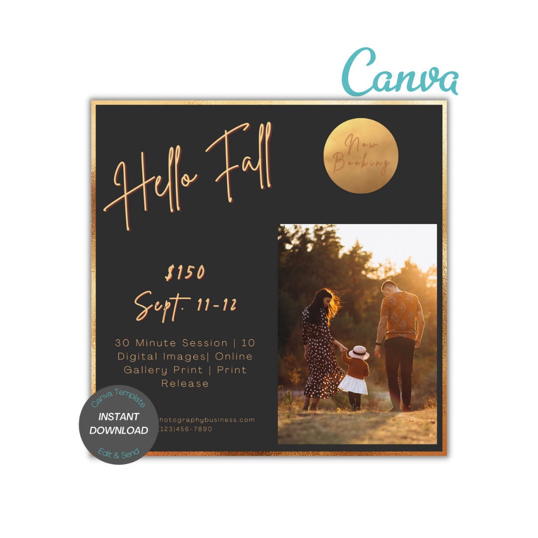 Fall Mini Session Marketing Template Fall Canva Marketing | Etsy