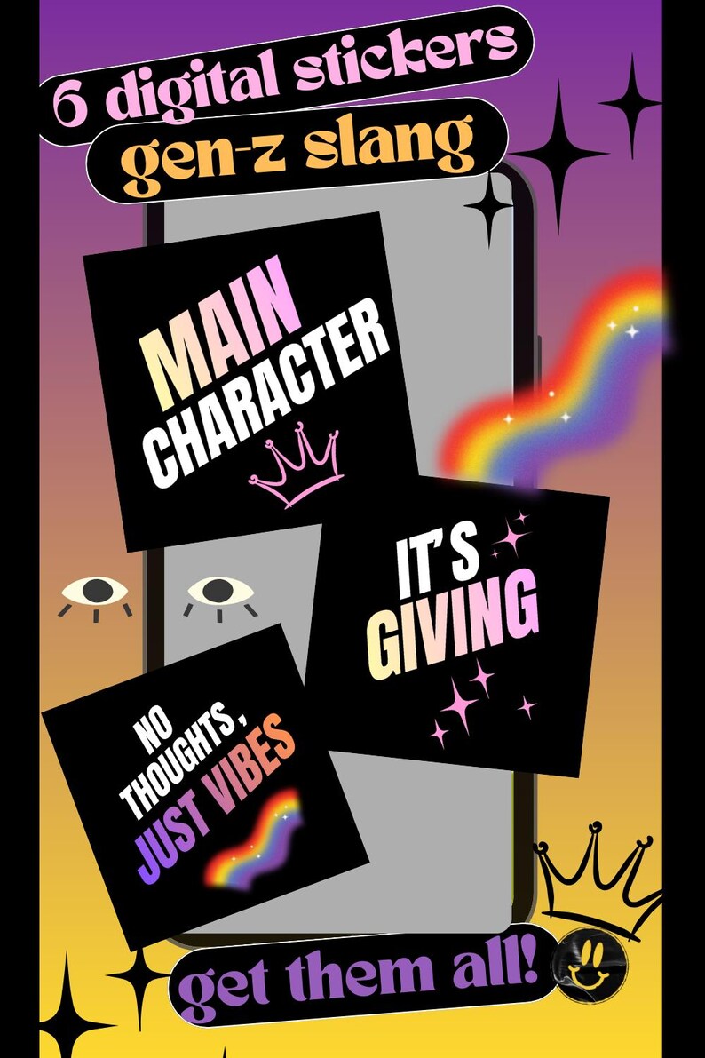 Digital Slang Stickers Gen-z Phrases Png Set - Etsy