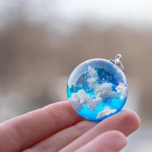 Resin Blue Cloud Necklace - Etsy