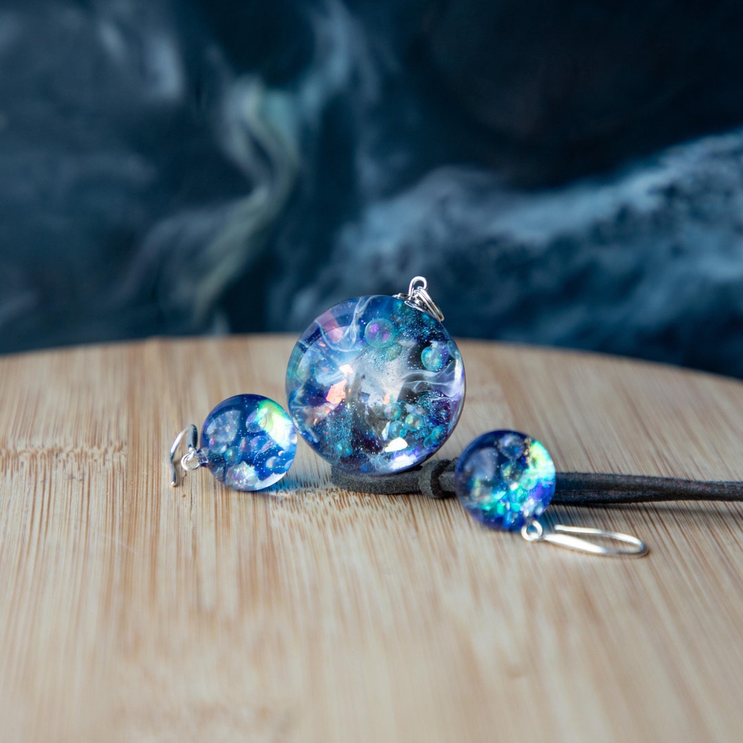 Resin Space Jewelry Set, Anniversary Gift for Her, Galaxy Earrings ...