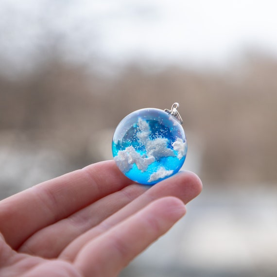 Resin Cloud Necklace Sky Blue Necklace White Clouds Necklace Earth Necklace Christmas Gift for Sister Etsy
