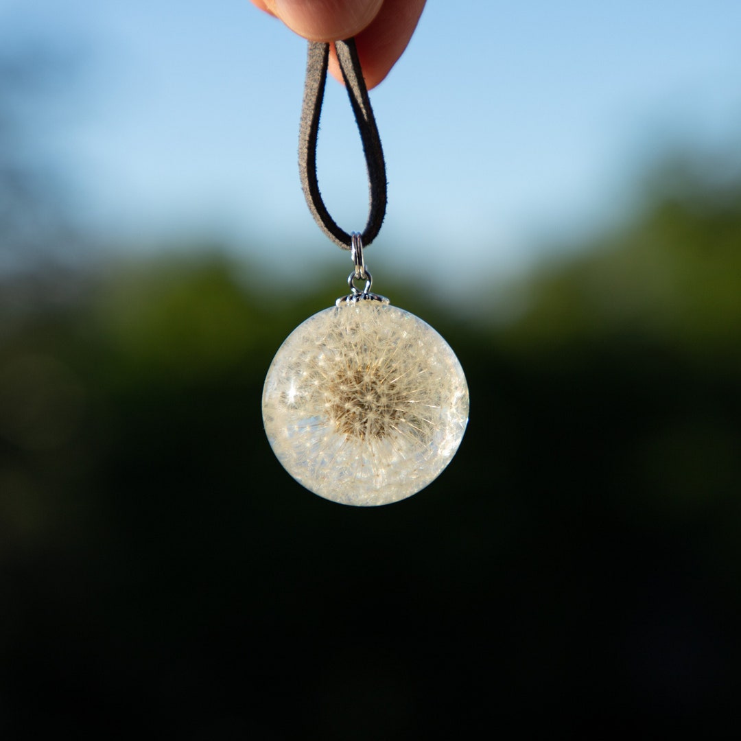 Dandelion Necklace, Resin Flower Necklace, Botanical Necklace, Wish ...
