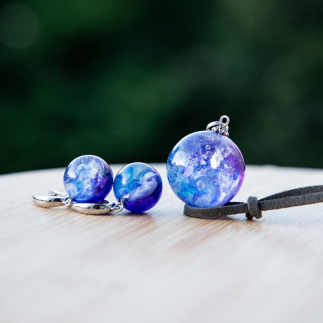 Space Themed Jewelry, Resin Space Jewelry Set, Resin Space Necklace ...